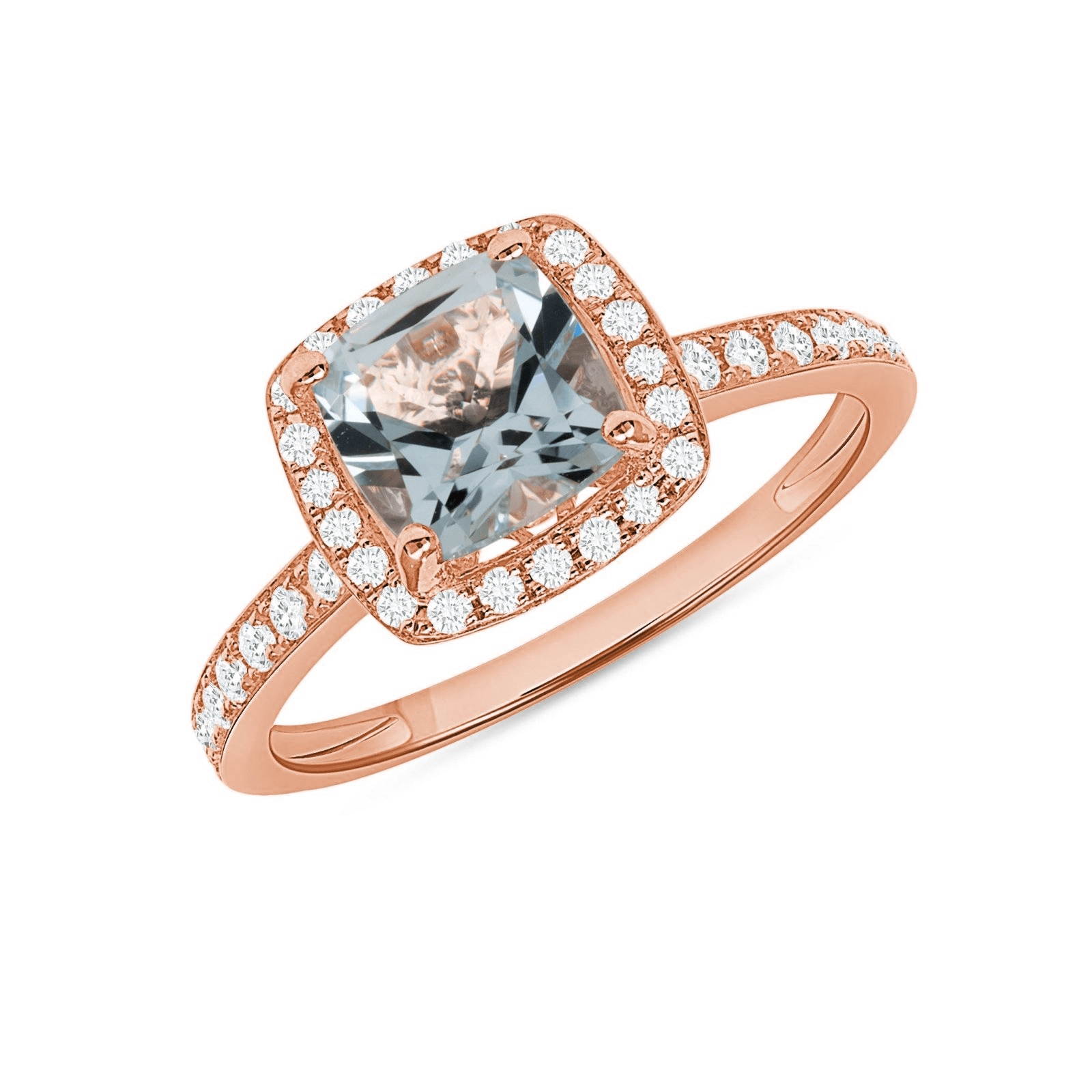 Adoration Ring | Cushion-Cut Aquamarine & with Diamond Halo – Ele Keats ...